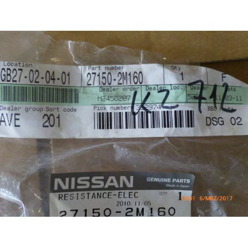 Original Nissan Almera N15 Widerstand Gebläse 27150-2M160 27150-1N700 ...