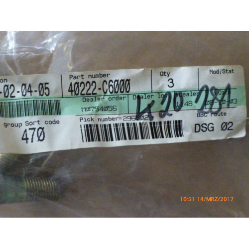 Original Nissan Patrol Radbolzen Vorderachse 40222-C6000 Nissan ...