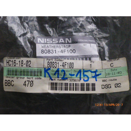Original Nissan Micra K11 Türdichtung vorne links 80831-4F100 Nissan ...